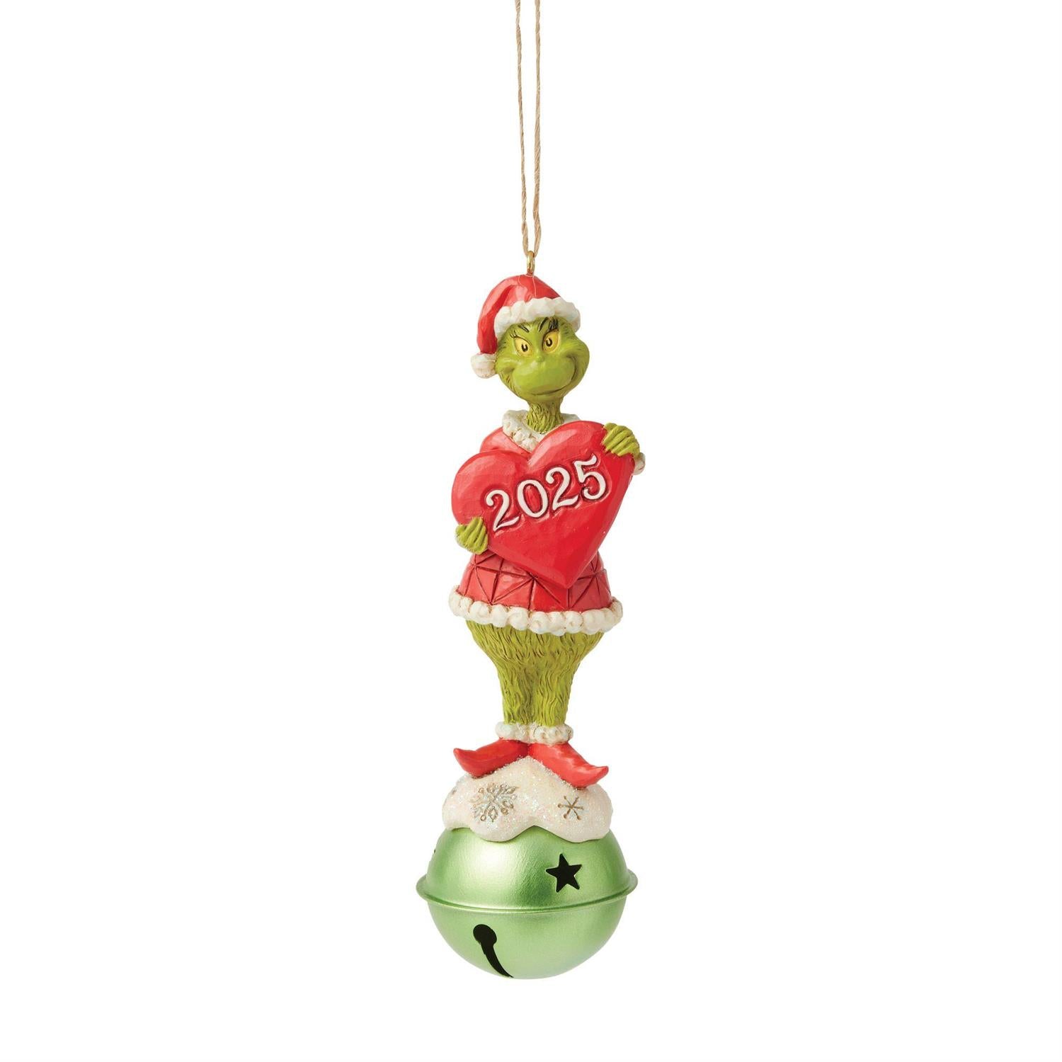 Dr. Seuss Grinch by Jim Shore Standing on a Jingle Bell 2025 Hanging O ...
