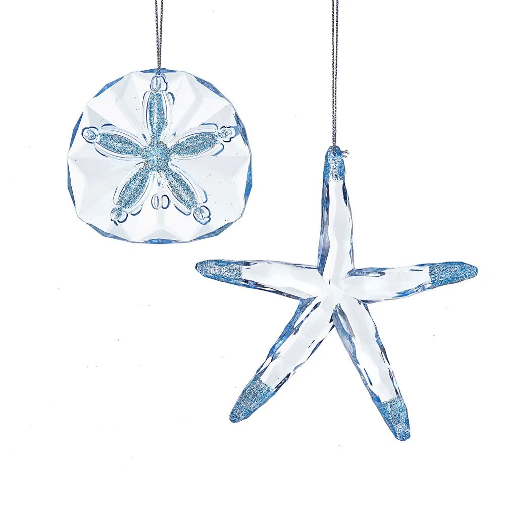 Light Blue Starfish and Seashell . Set of 2 – CHRISTMAS 1497